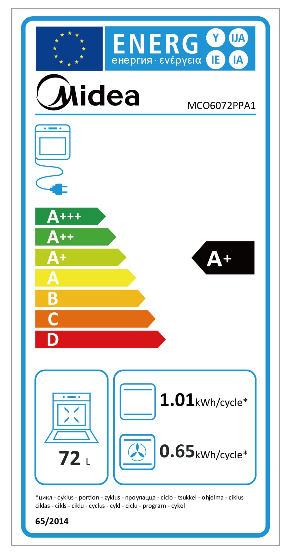 MCO6072PPA1 Etiqueta energética - Midea